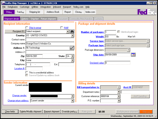 Product Setup > FedEx Ship Manager Setup